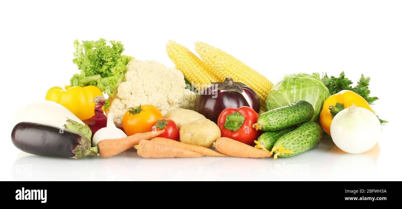 Many fresh vegetables isolated on white Stock Photo - Alamy