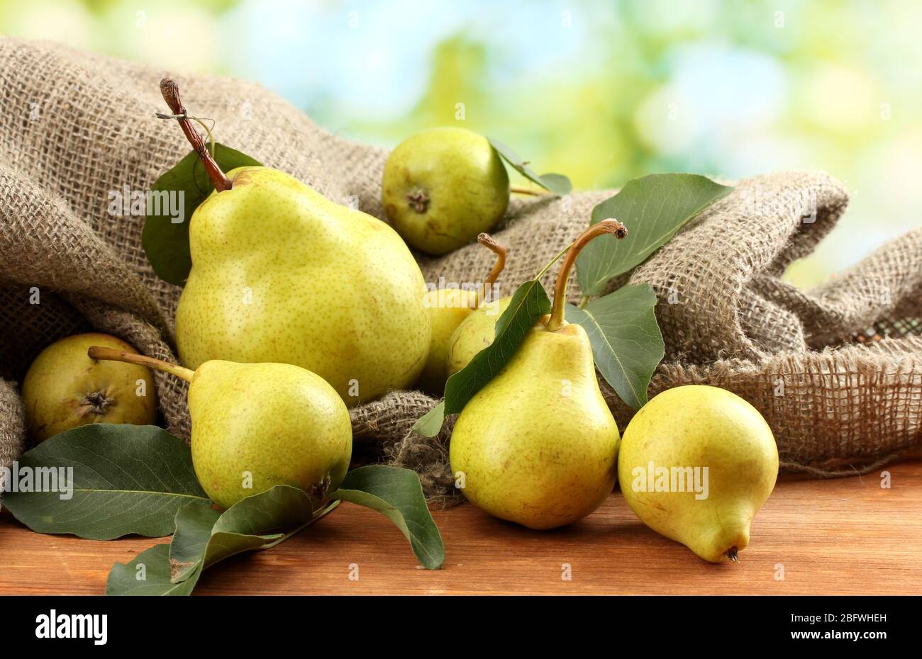 Juicy flavorful pears of nature background Stock Photo - Alamy