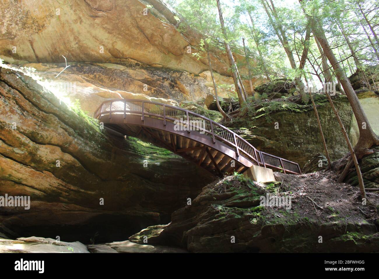 Old man cave walk trail and water fall in Ohio State,nature green ...