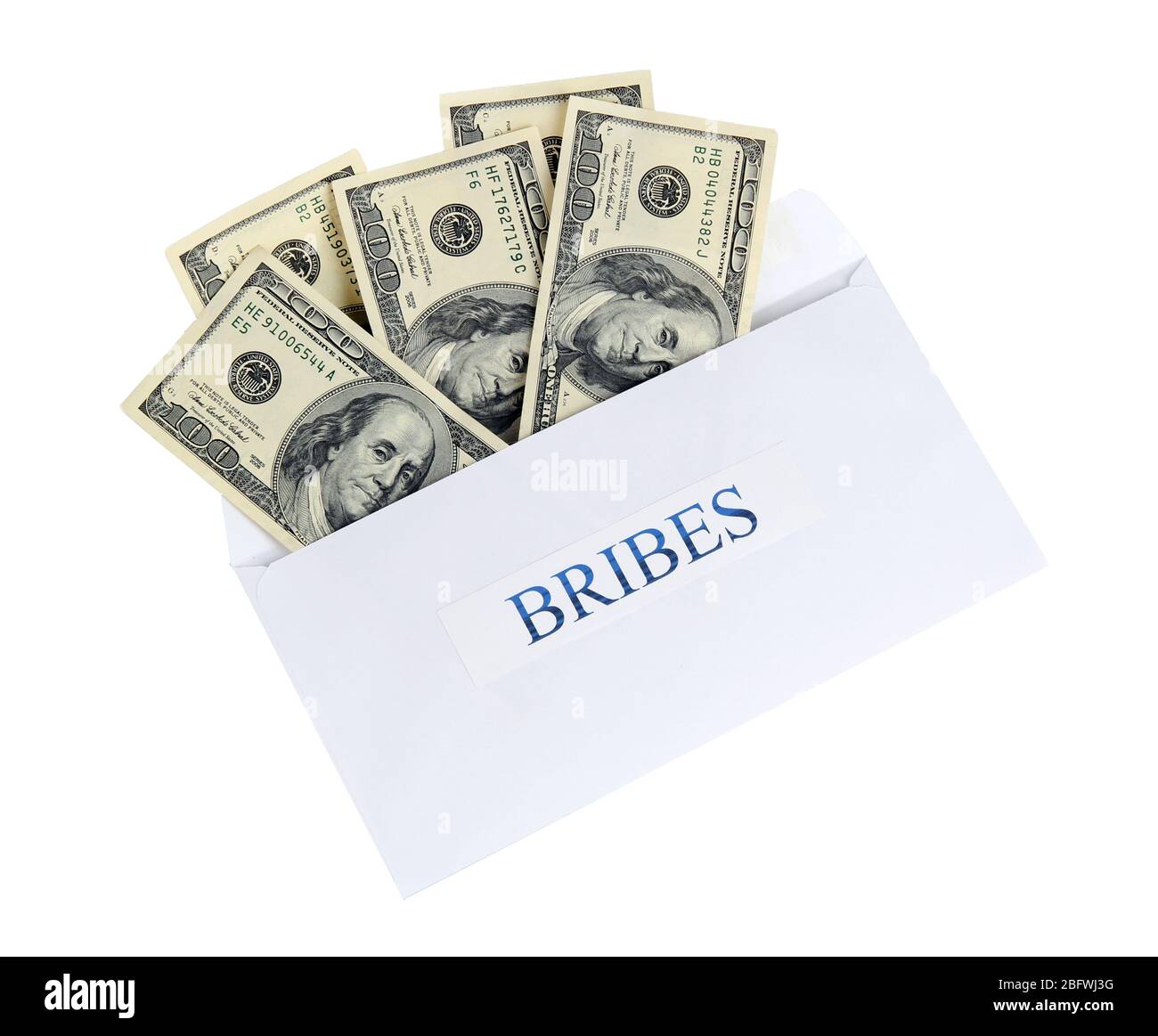 The envelope with the money bills isolated on white. Bribes Stock Photo ...