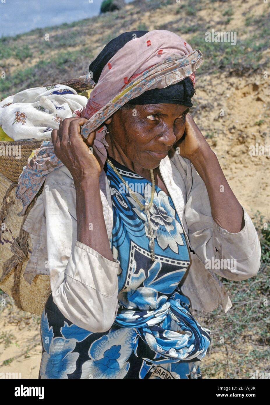 1993 - A Somali woman passes through a Moroccan checkpoint near the ...