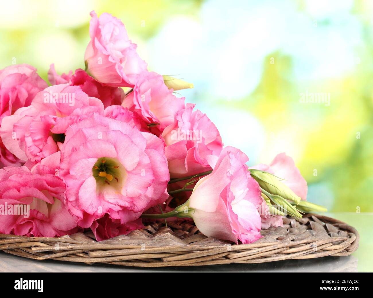 bouquet of eustoma flowers, on green background Stock Photo - Alamy