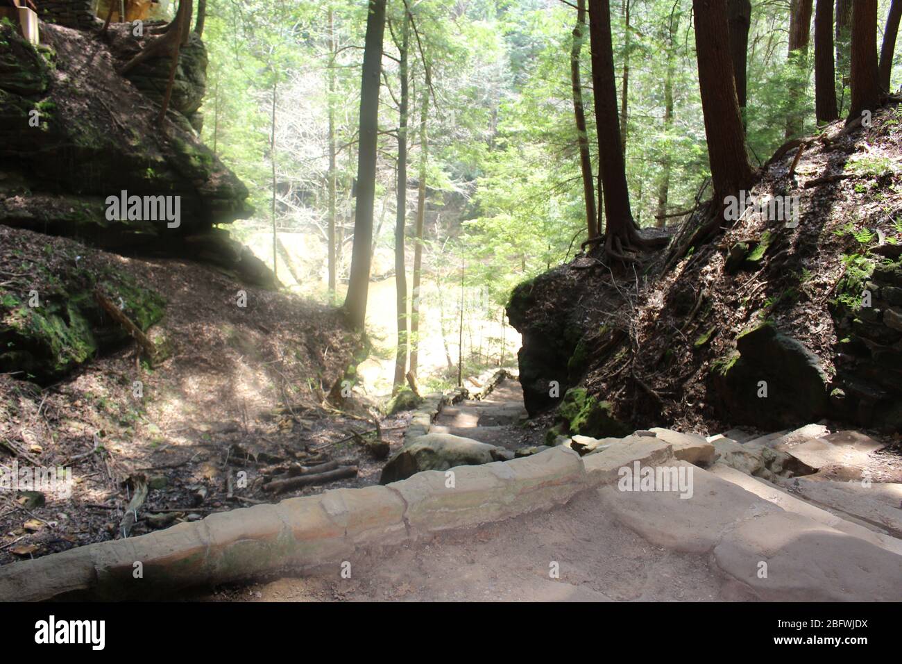 Old man cave walk trail and water fall in Ohio State,nature green ...