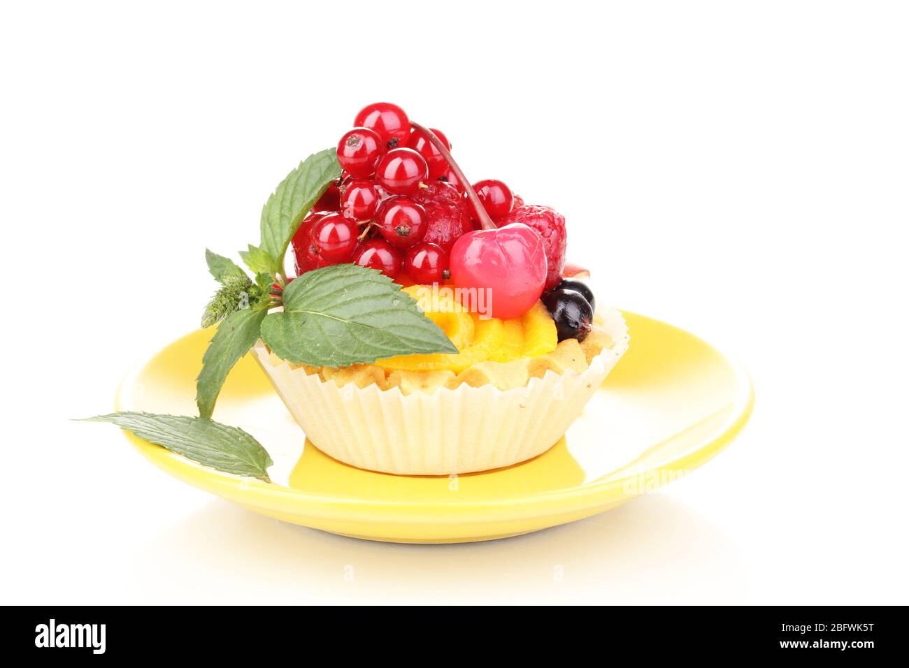 Dulcet cake with fruit and berries isolated on white Stock Photo - Alamy