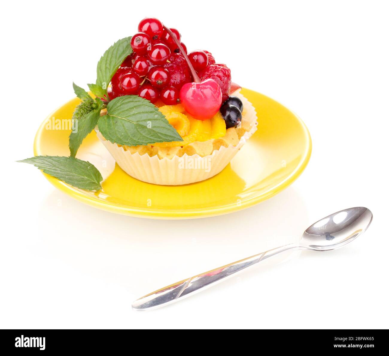 Dulcet cake with fruit and berries isolated on white Stock Photo - Alamy