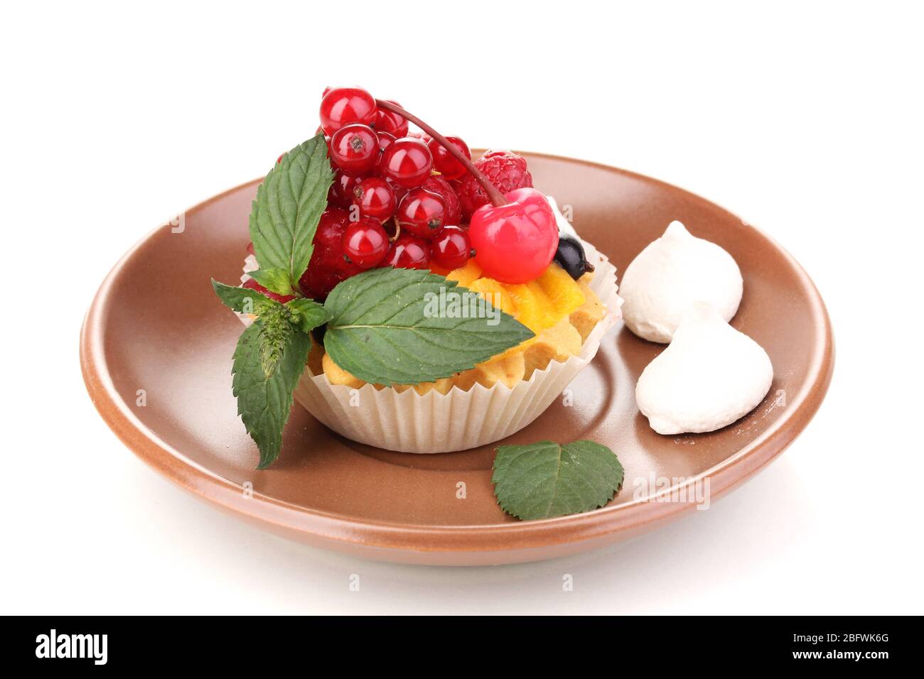 Dulcet cake with fruit and berries isolated on white Stock Photo - Alamy