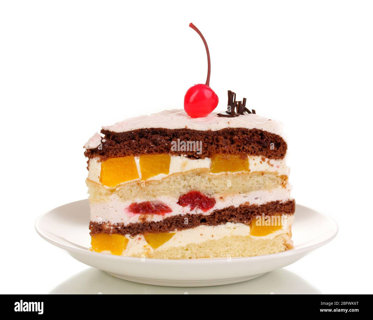Layered fruit cake isolated on white Stock Photo - Alamy