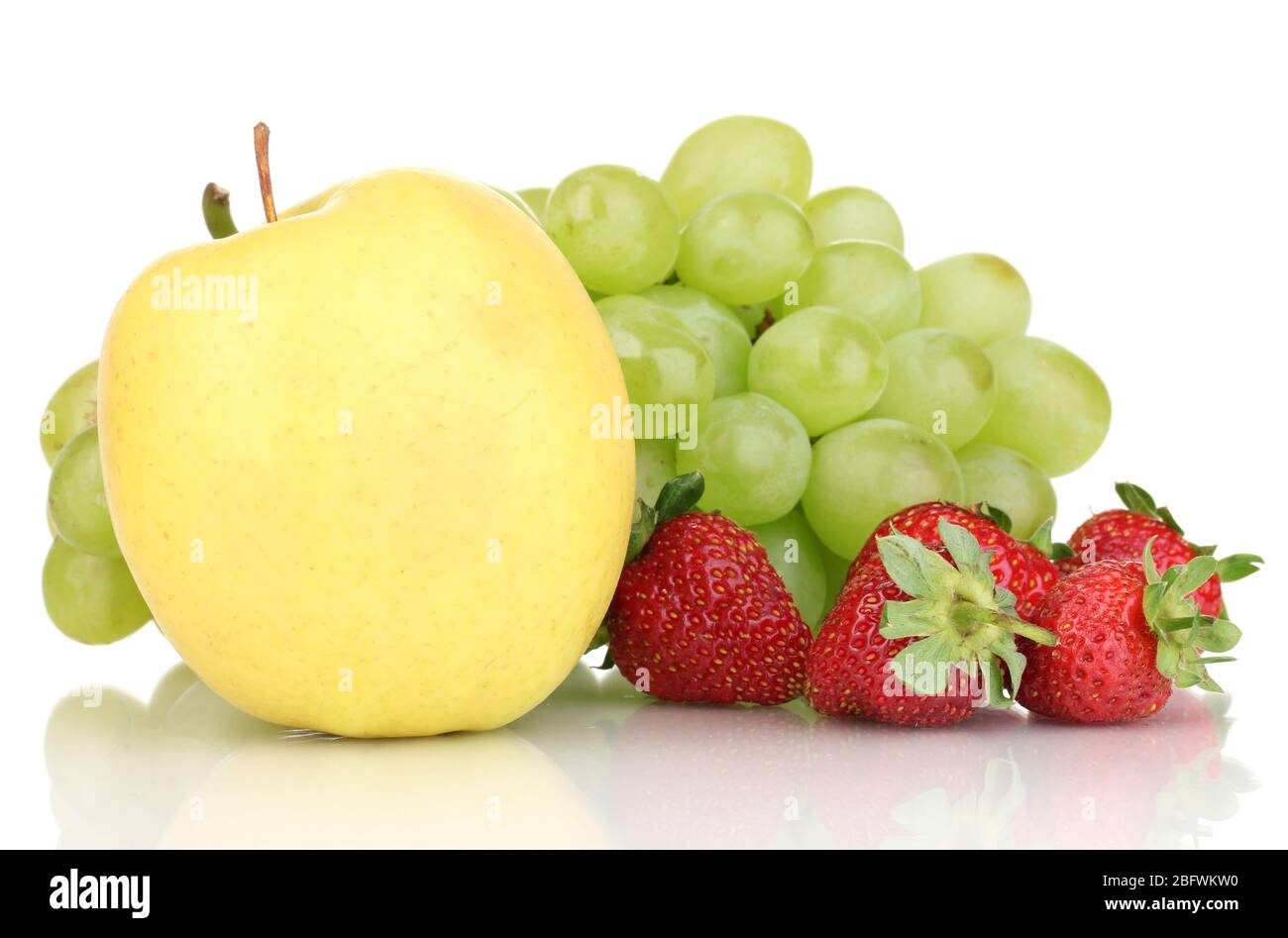 Mix of ripe sweet fruits and berries isolated on white Stock Photo - Alamy