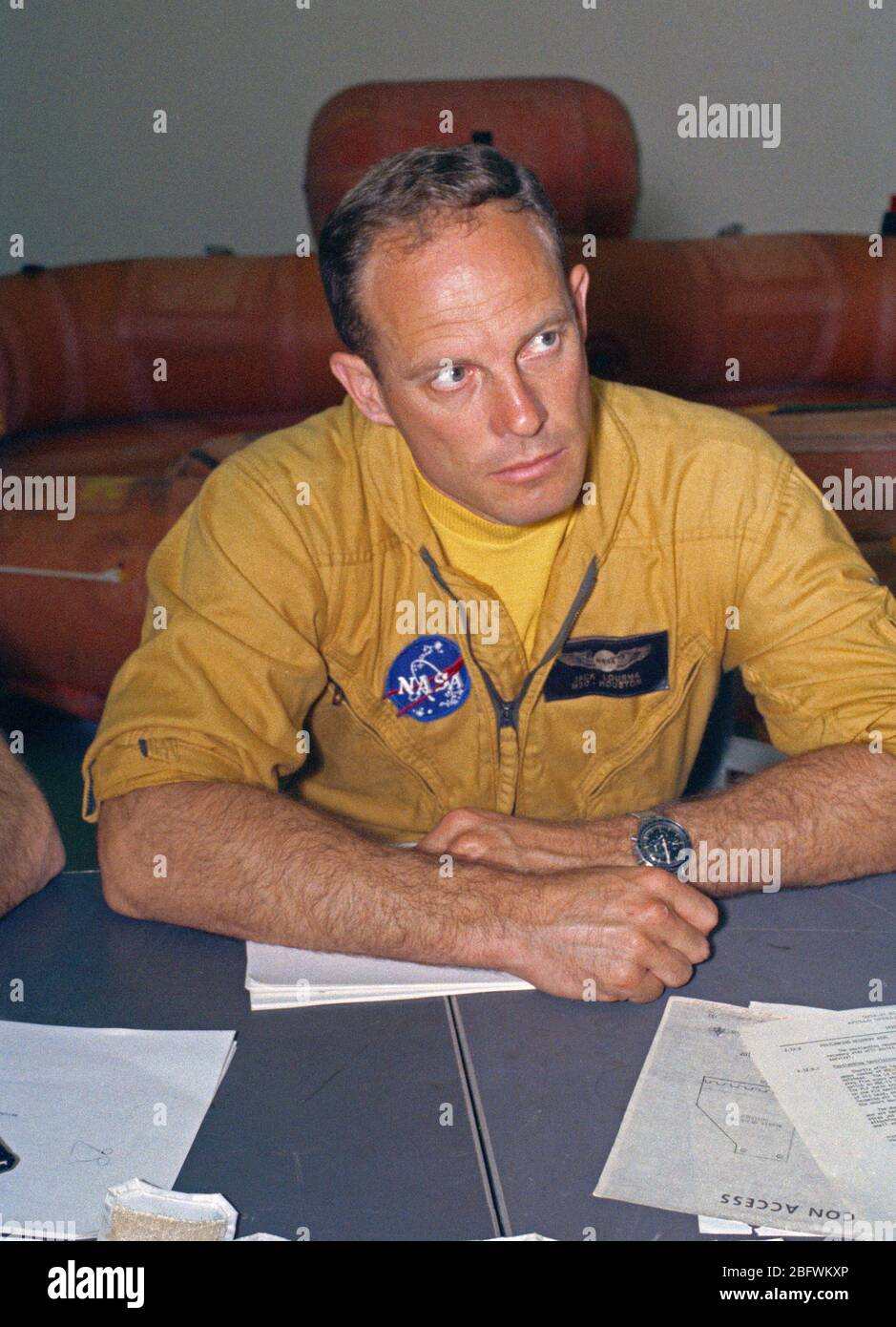 (1 May 1973) --- Astronaut Jack R. Lousma, Skylab 3 pilot, sits at a ...