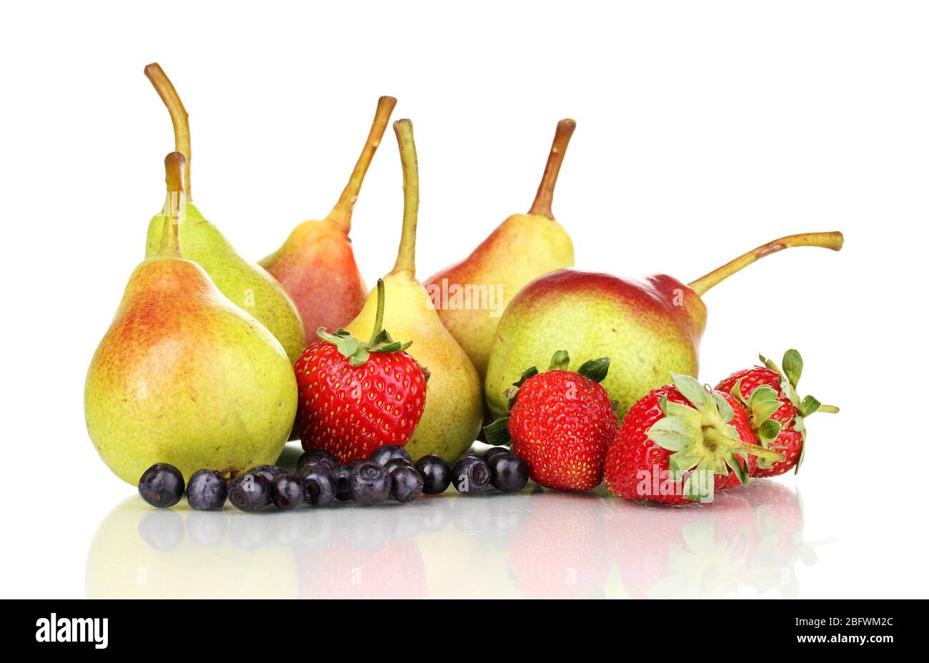 Mix of ripe sweet fruits and berries isolated on white Stock Photo - Alamy