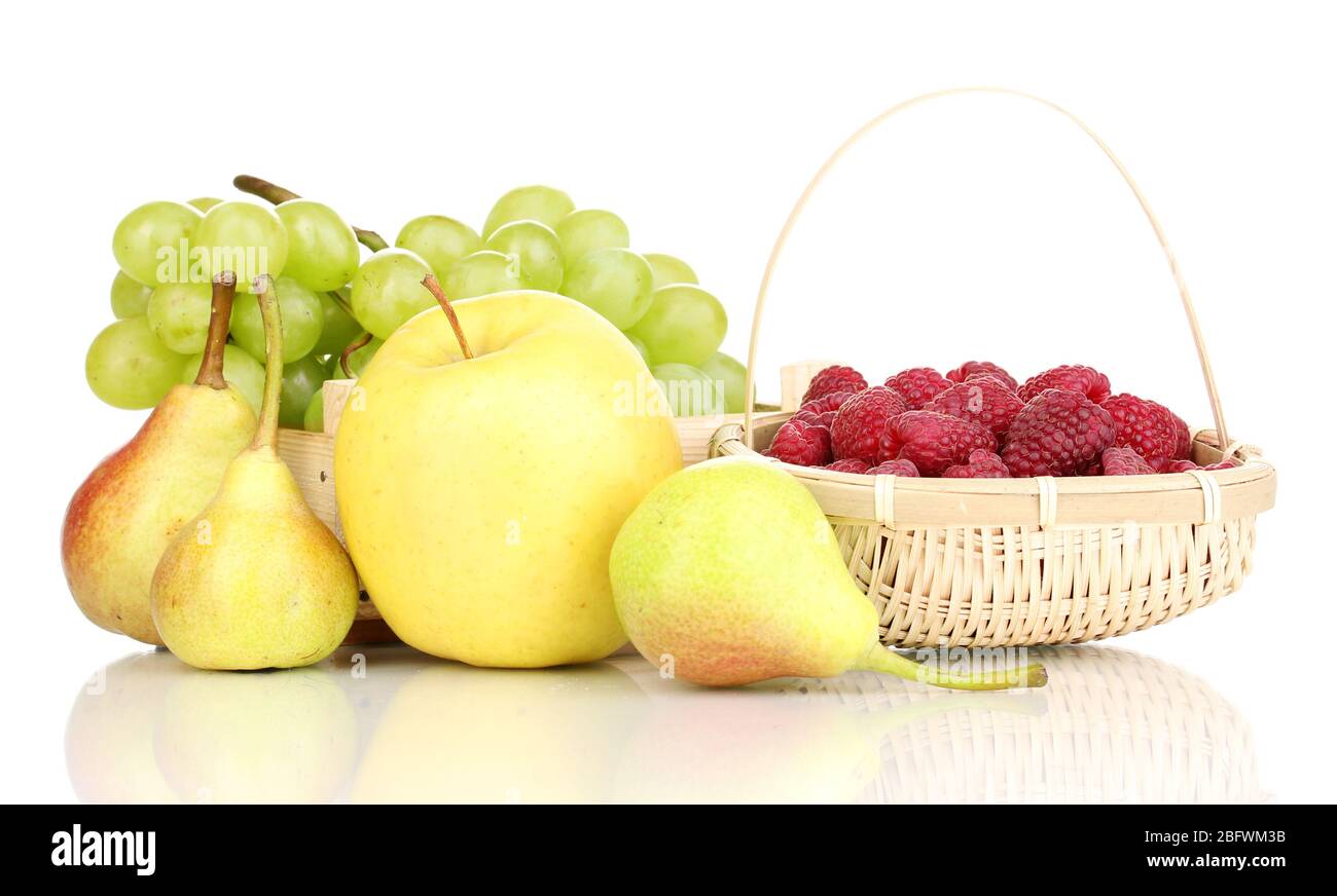 ripe fruits and berries isolated on white Stock Photo - Alamy