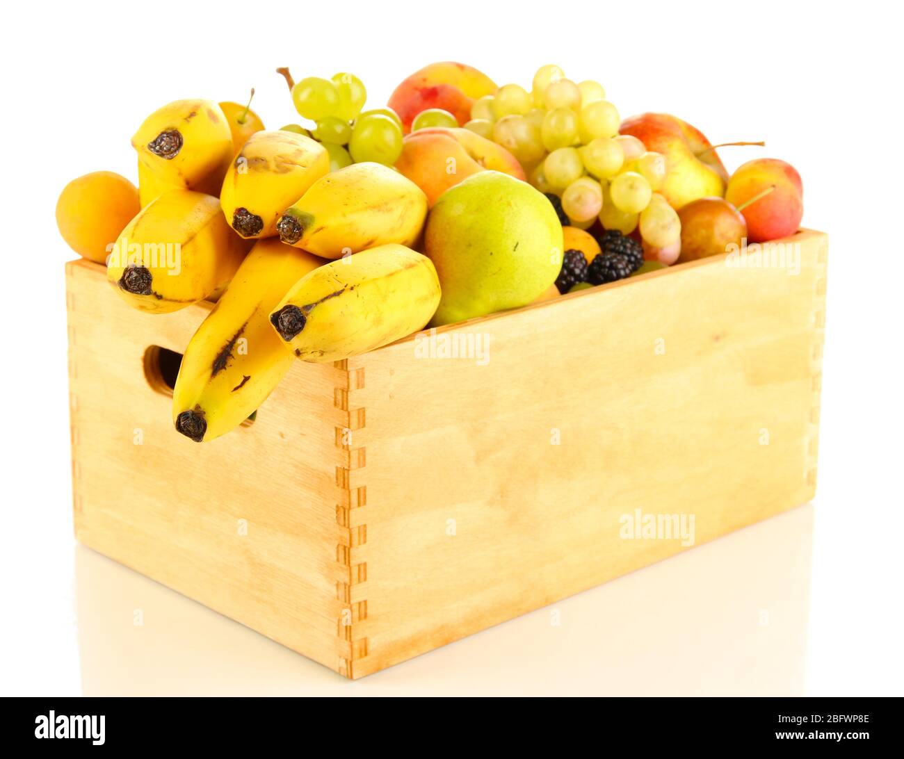 Still life of fruit in a box isolated on white Stock Photo - Alamy