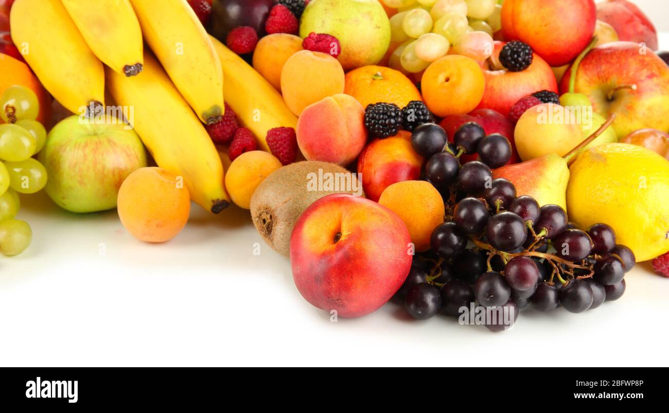 Still life of fruit close-up isolated on white Stock Photo - Alamy
