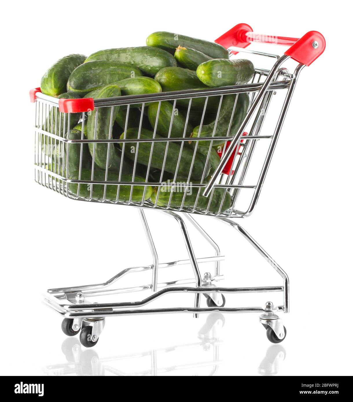 Fresh cucumbers in trolley isolated on white Stock Photo - Alamy