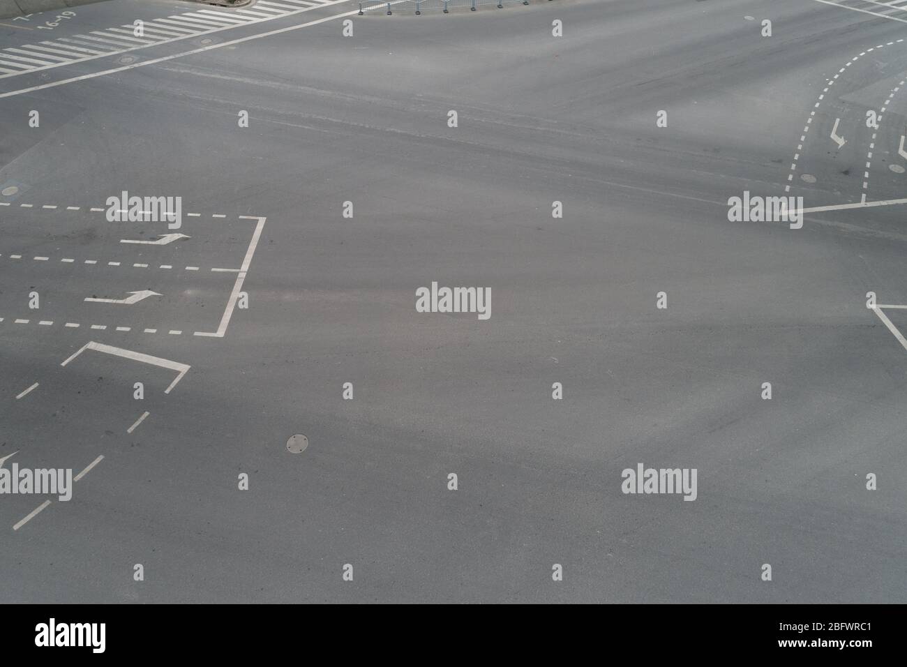 Aerial view on empty intersection Stock Photo - Alamy