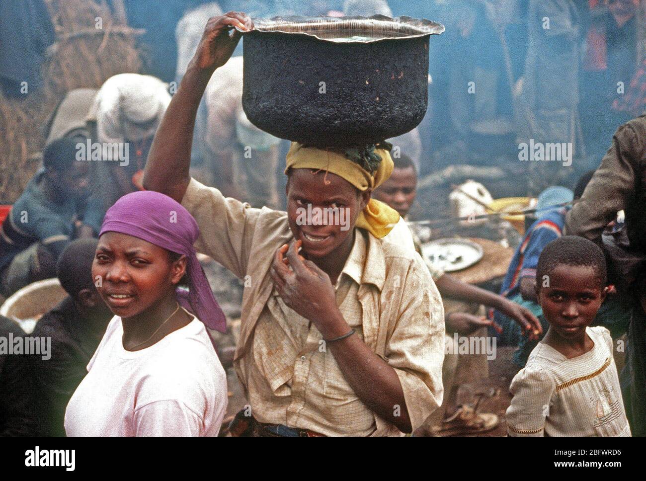 1994 - A close up view of two female refugees in the camp located near ...
