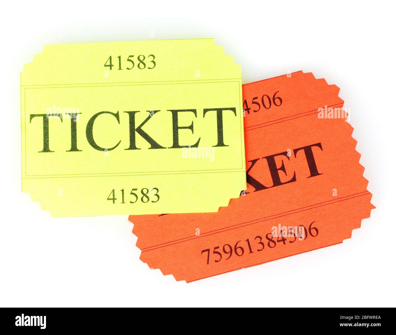 Colorful tickets isolated on white Stock Photo - Alamy