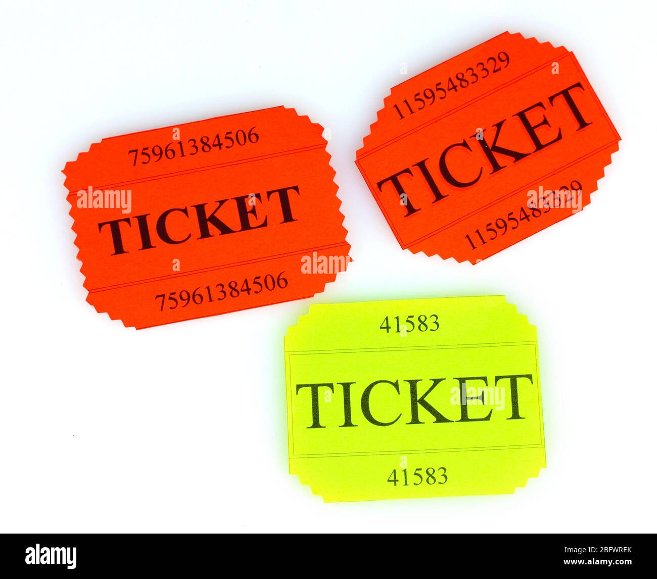 Colorful tickets isolated on white Stock Photo - Alamy