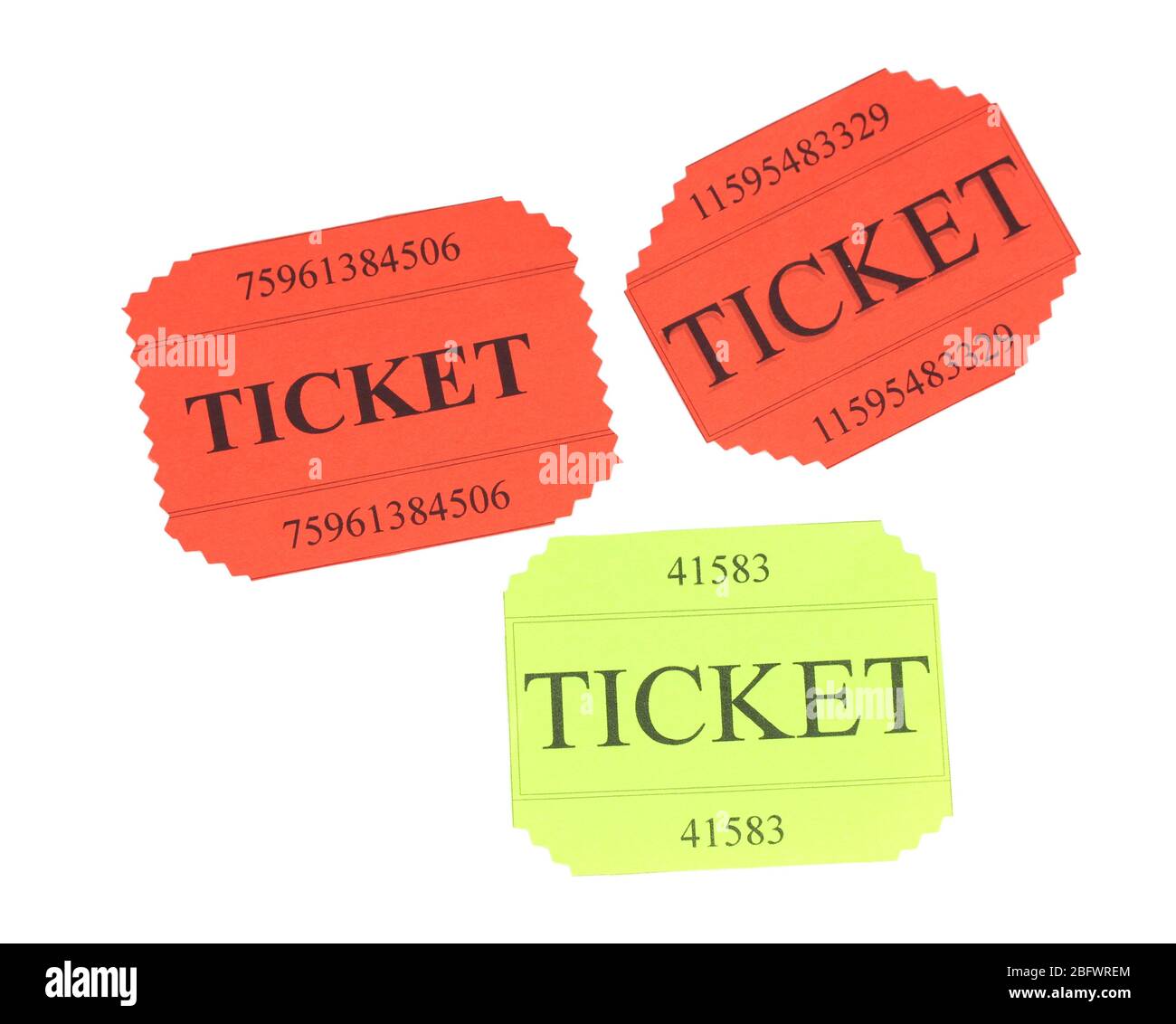 Colorful tickets isolated on white Stock Photo - Alamy
