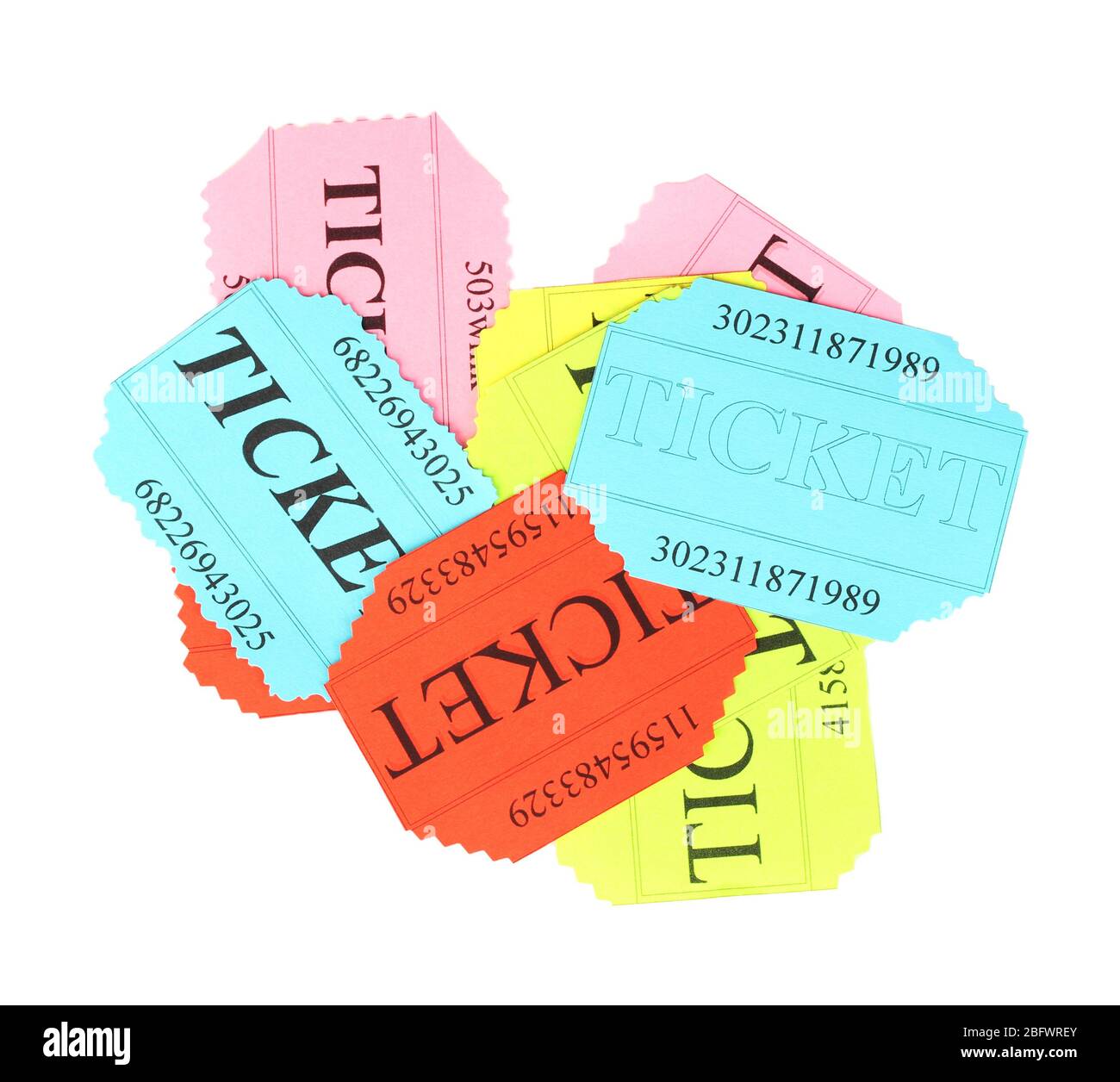 Colorful tickets isolated on white Stock Photo - Alamy