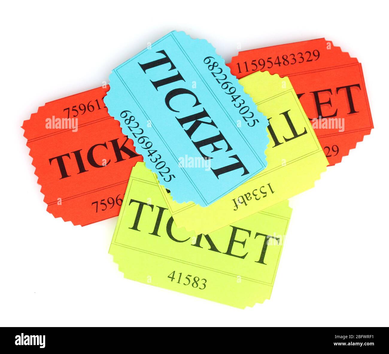 Colorful tickets isolated on white Stock Photo - Alamy