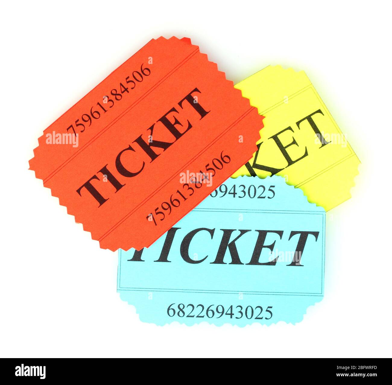 Colorful tickets isolated on white Stock Photo - Alamy