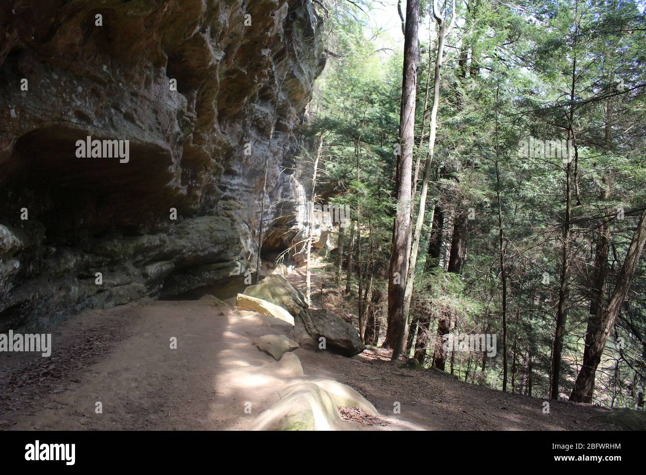 Old man cave walk trail and water fall in Ohio State,nature green ...