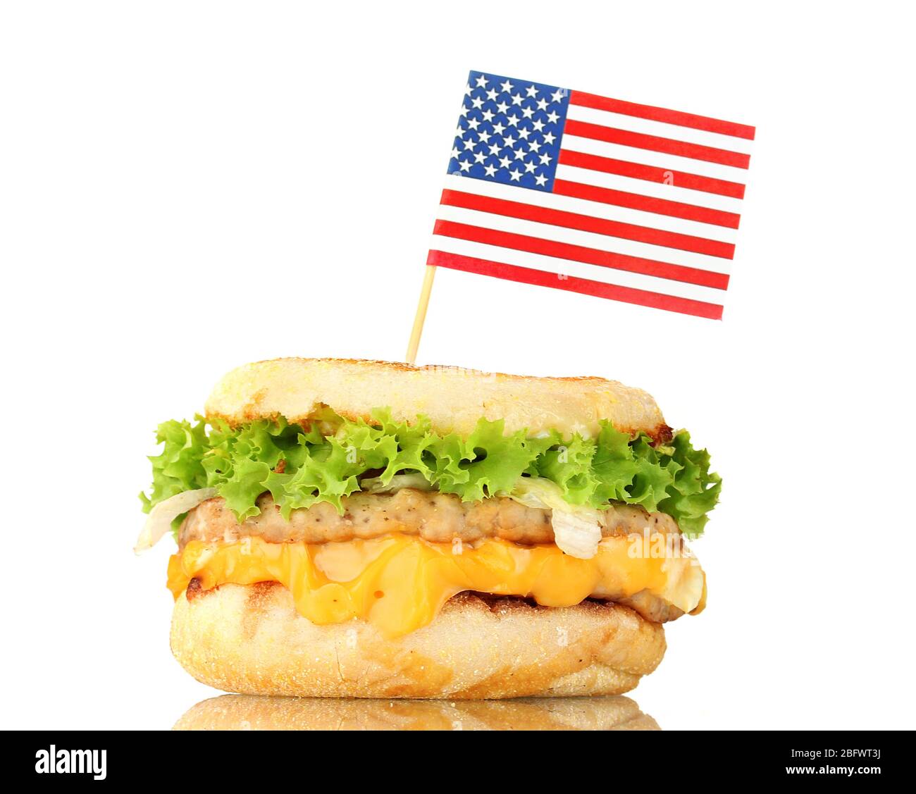 tasty sandwich with american flag, isolated on white Stock Photo - Alamy