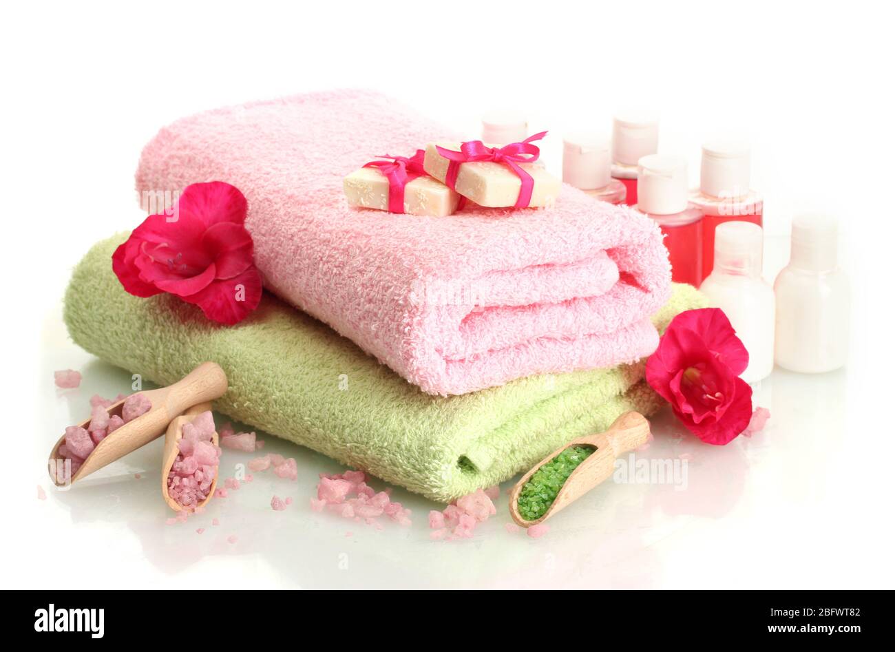 beautiful spa setting, isolated on white Stock Photo - Alamy