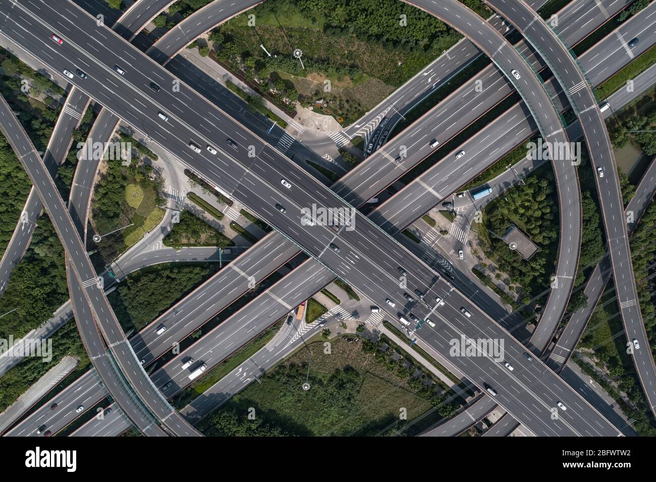Aerial view of highway and overpass Stock Photo - Alamy