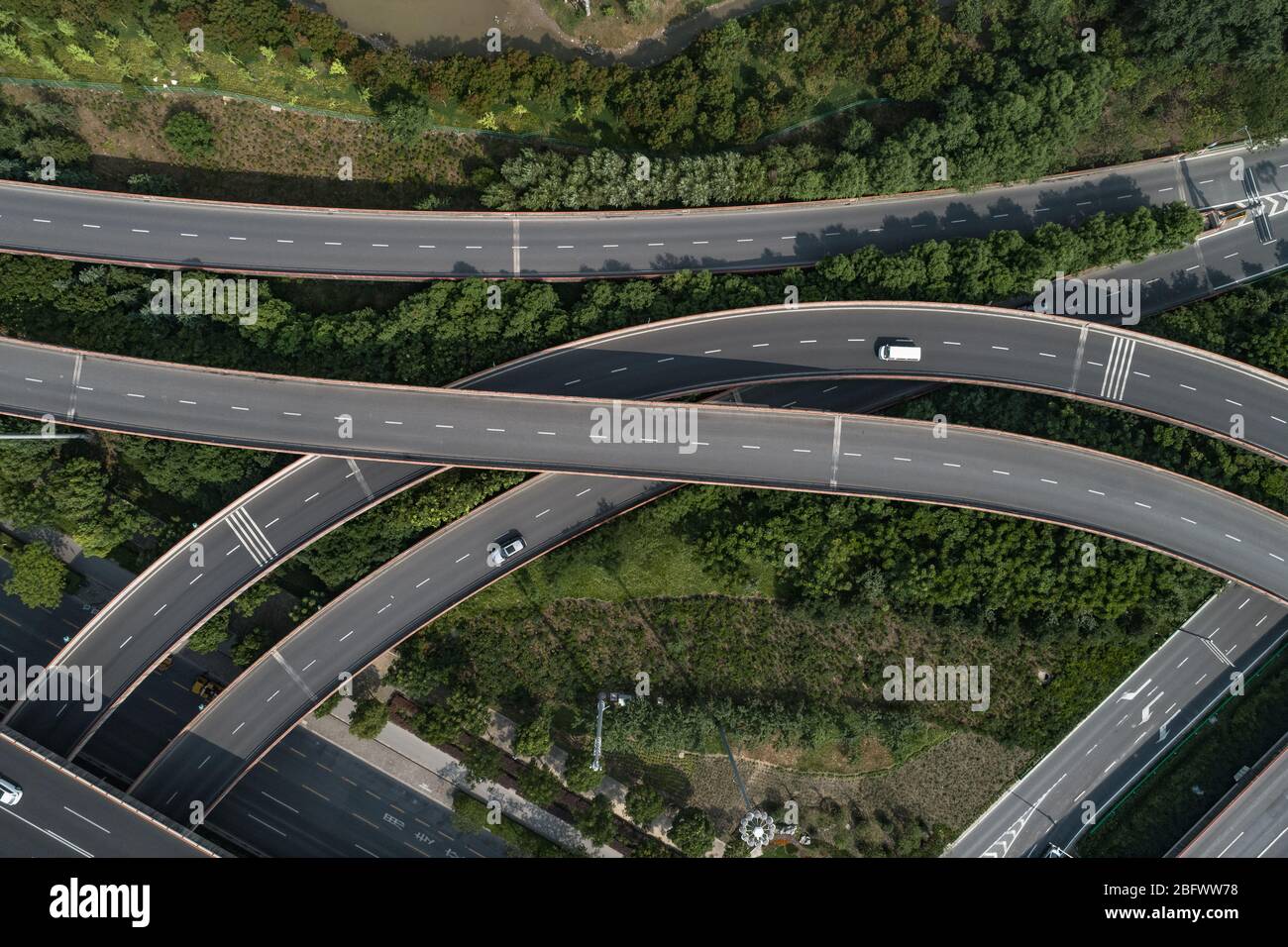 Aerial view of highway and overpass Stock Photo - Alamy