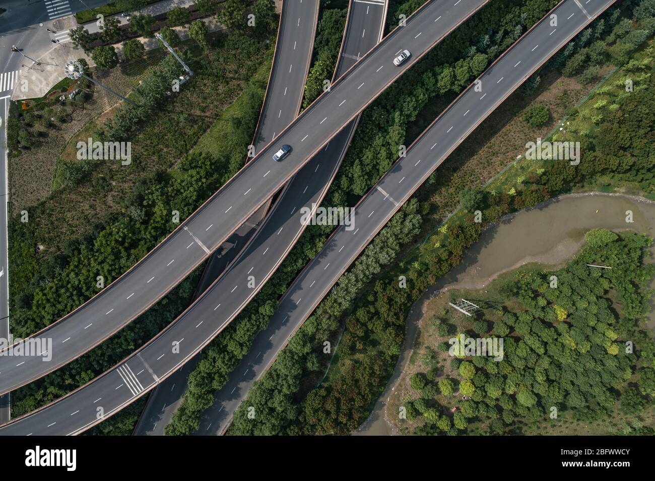 Aerial view of highway and overpass Stock Photo - Alamy