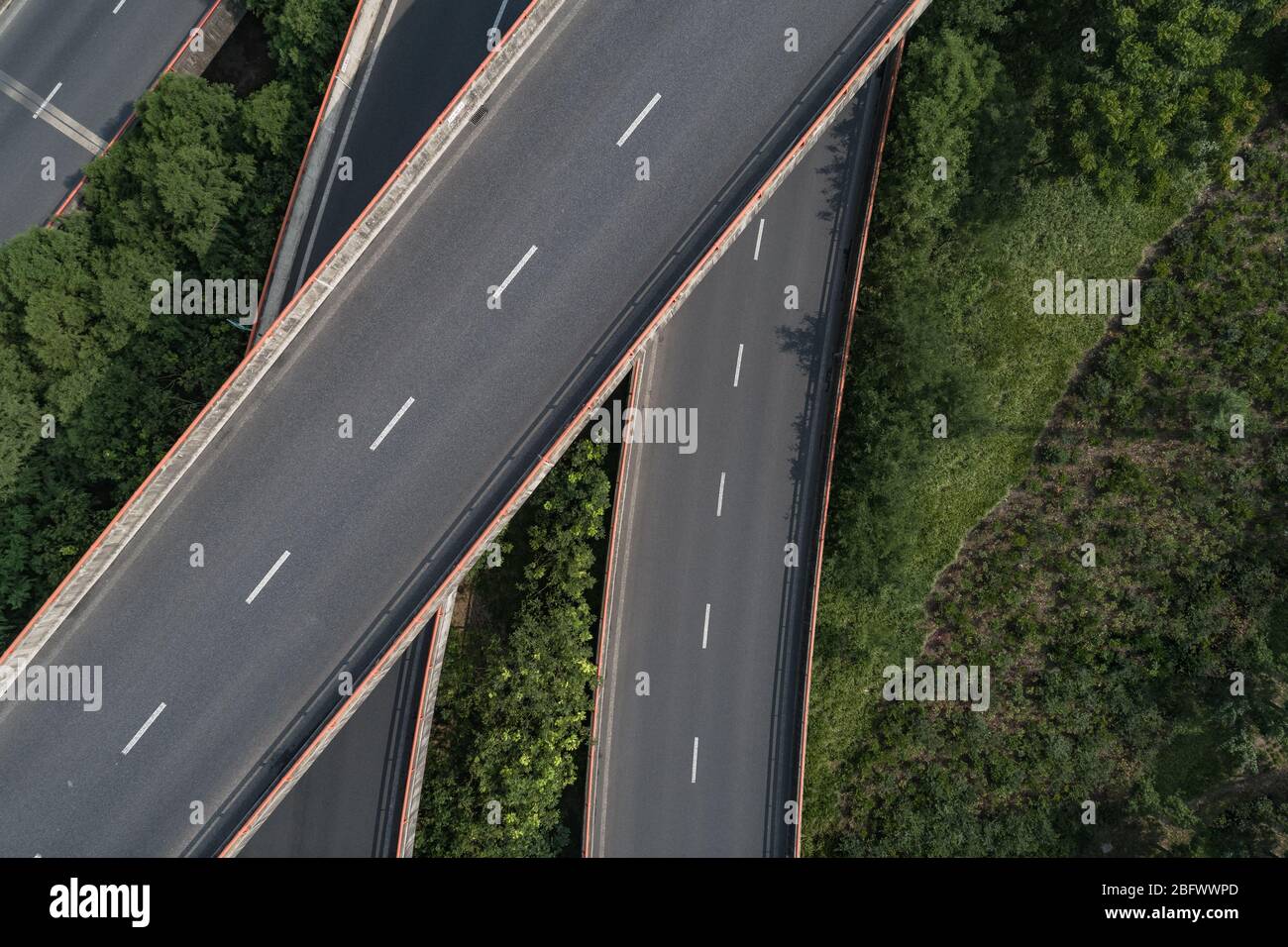 Aerial view of empty highway and overpass Stock Photo - Alamy