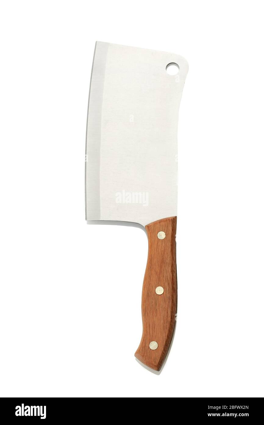 meat cleaver isolated on white background close-up Stock Photo - Alamy