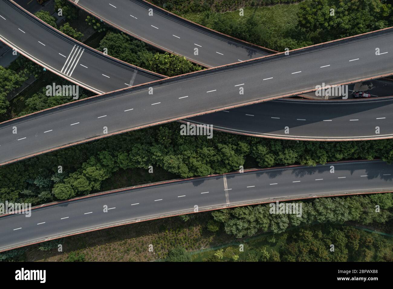 Aerial view of empty highway and overpass Stock Photo - Alamy