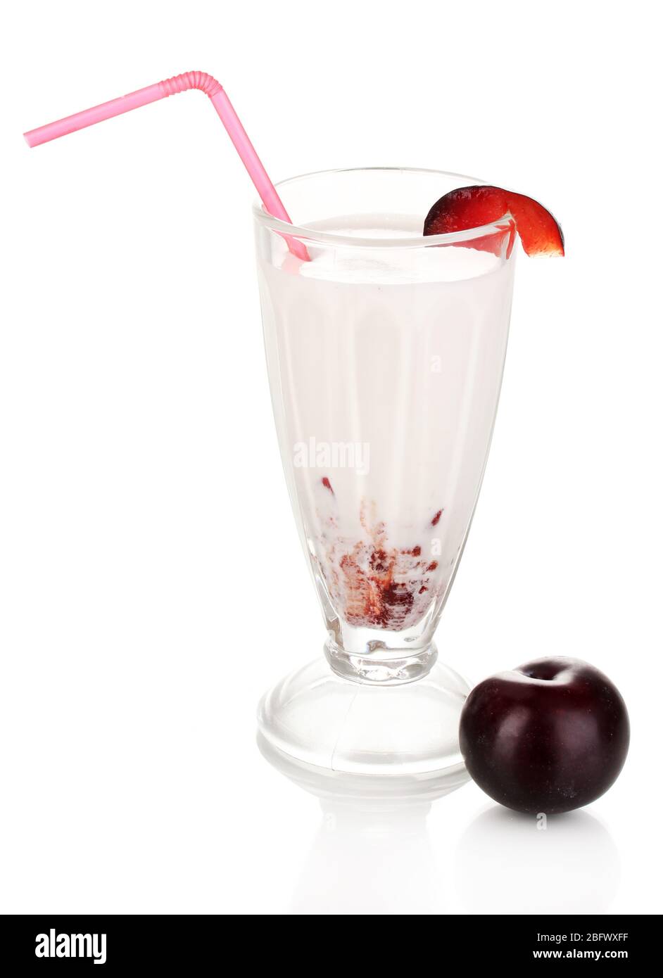 Delicious milk shake with fruit isolated on white Stock Photo - Alamy