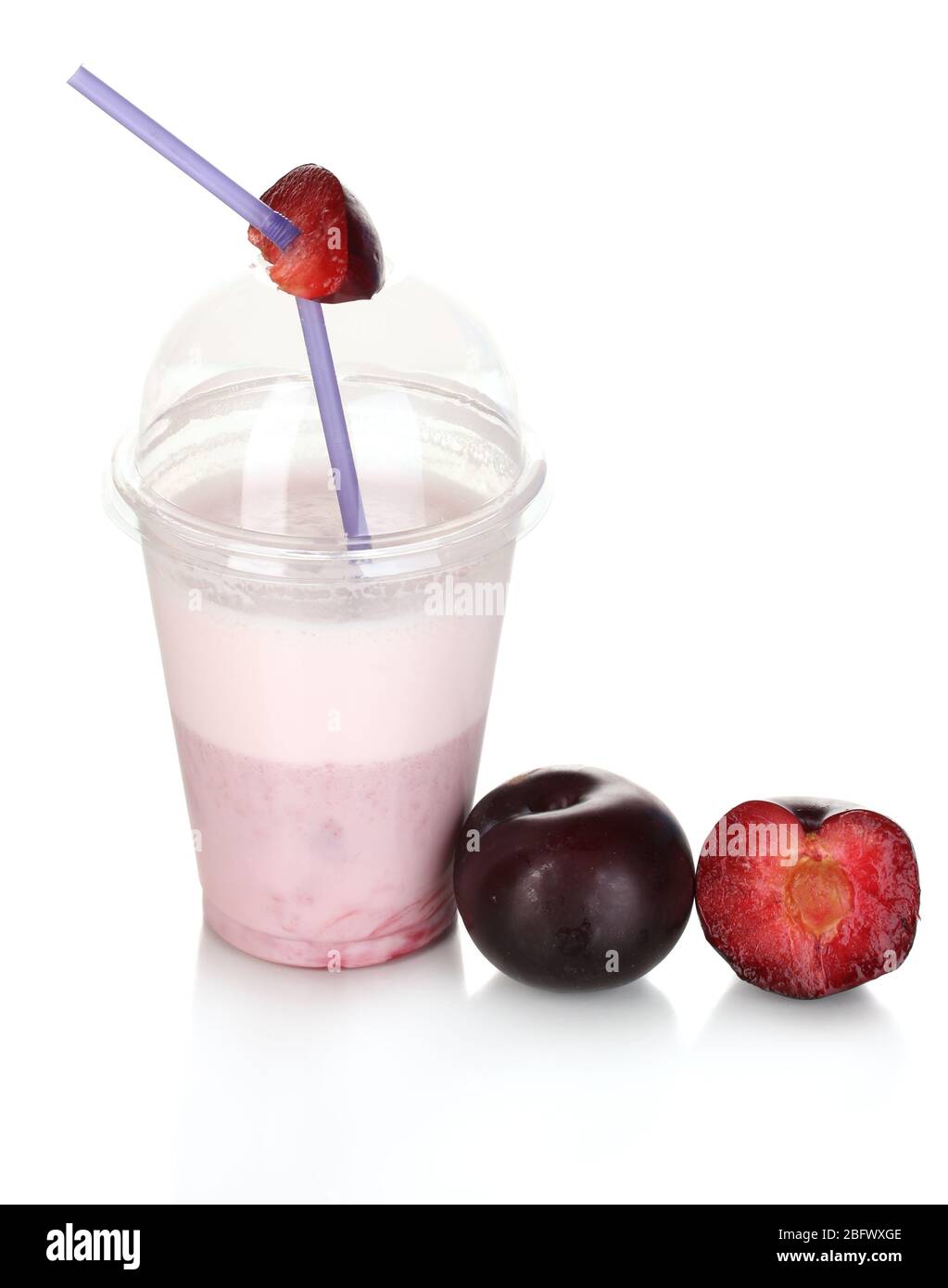 Delicious milk shake with fruit isolated on white Stock Photo - Alamy