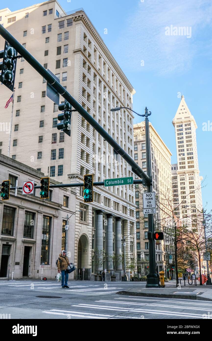 Empty street in downtown Seattle due to Coronavirus Stay at Home order ...