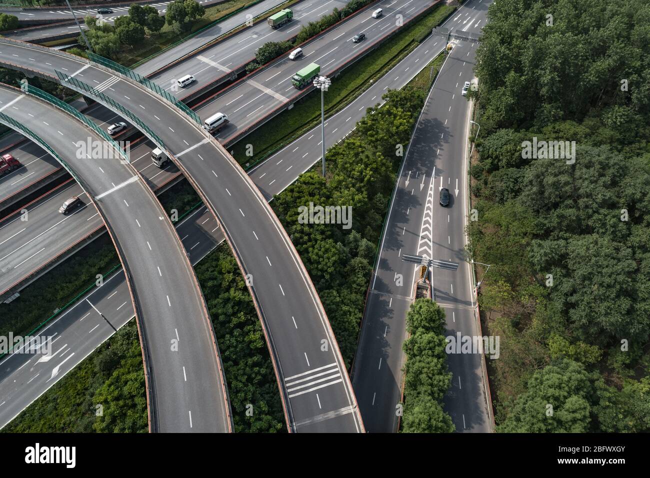 Aerial view of highway and overpass Stock Photo - Alamy