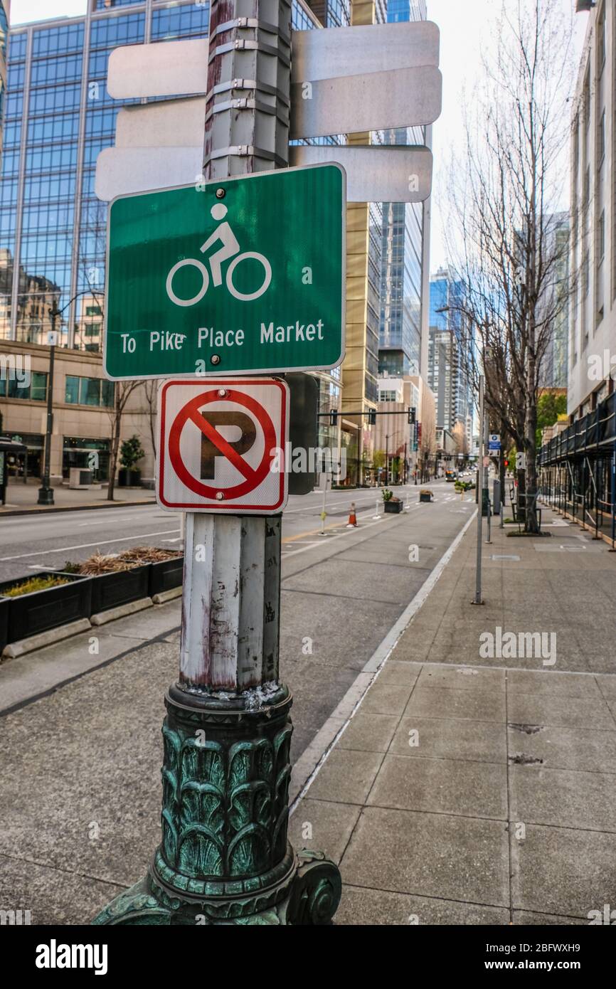 Empty street in downtown Seattle due to Coronavirus Stay at Home order ...