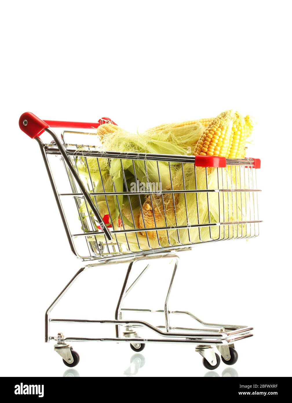 fresh corn in trolley, isolated on white Stock Photo - Alamy
