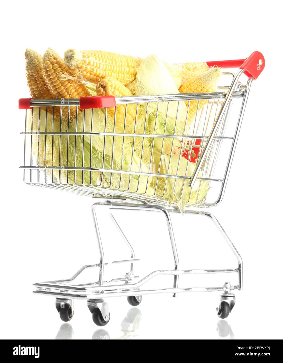 fresh corn in trolley, isolated on white Stock Photo - Alamy