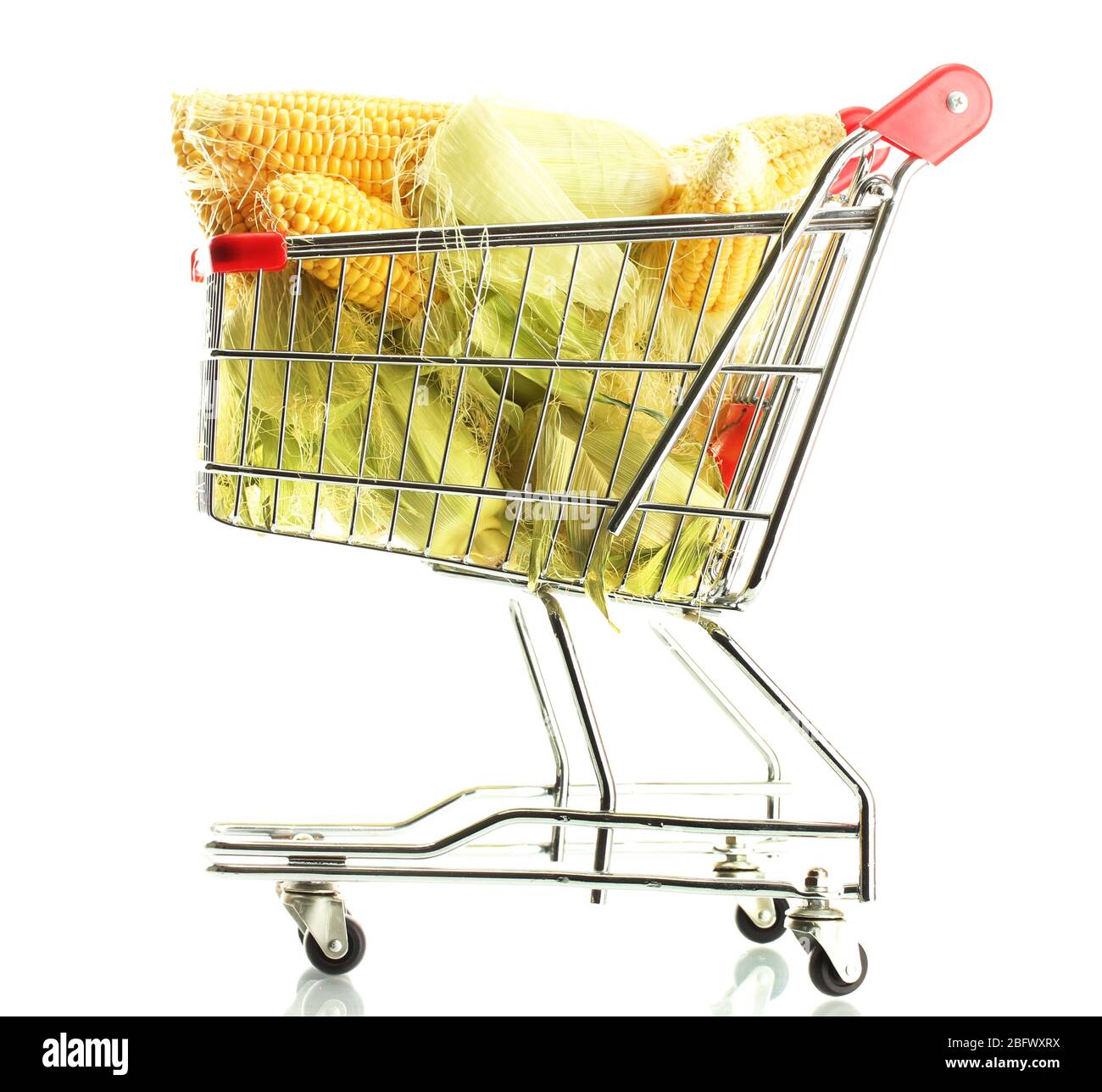 fresh corn in trolley, isolated on white Stock Photo - Alamy