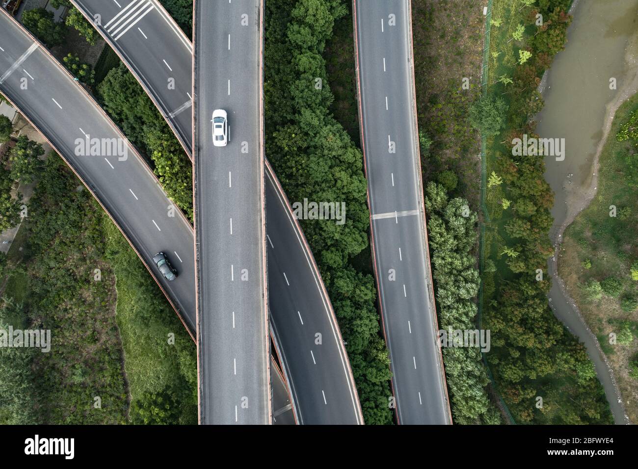 Aerial view of highway and overpass Stock Photo - Alamy