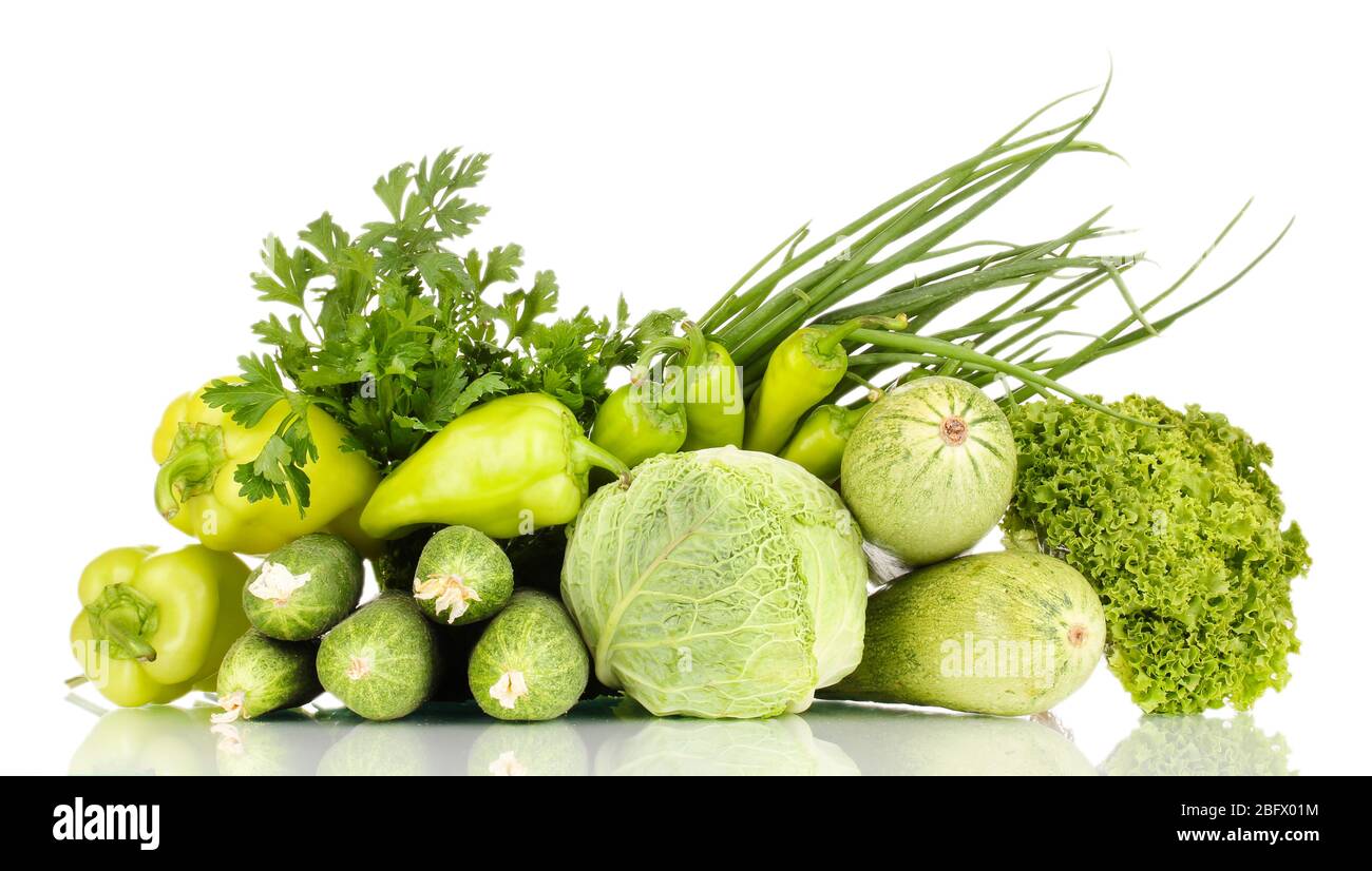 fresh green vegetables isolated on white Stock Photo - Alamy