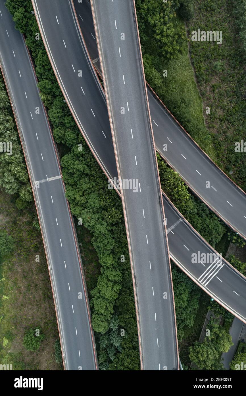 Aerial view of highway and overpass Stock Photo - Alamy
