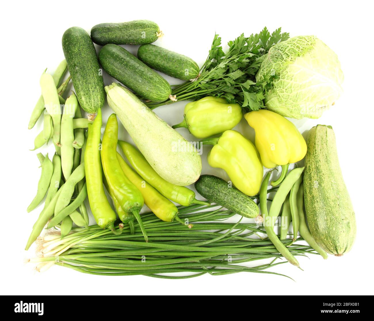fresh green vegetables isolated on white Stock Photo - Alamy