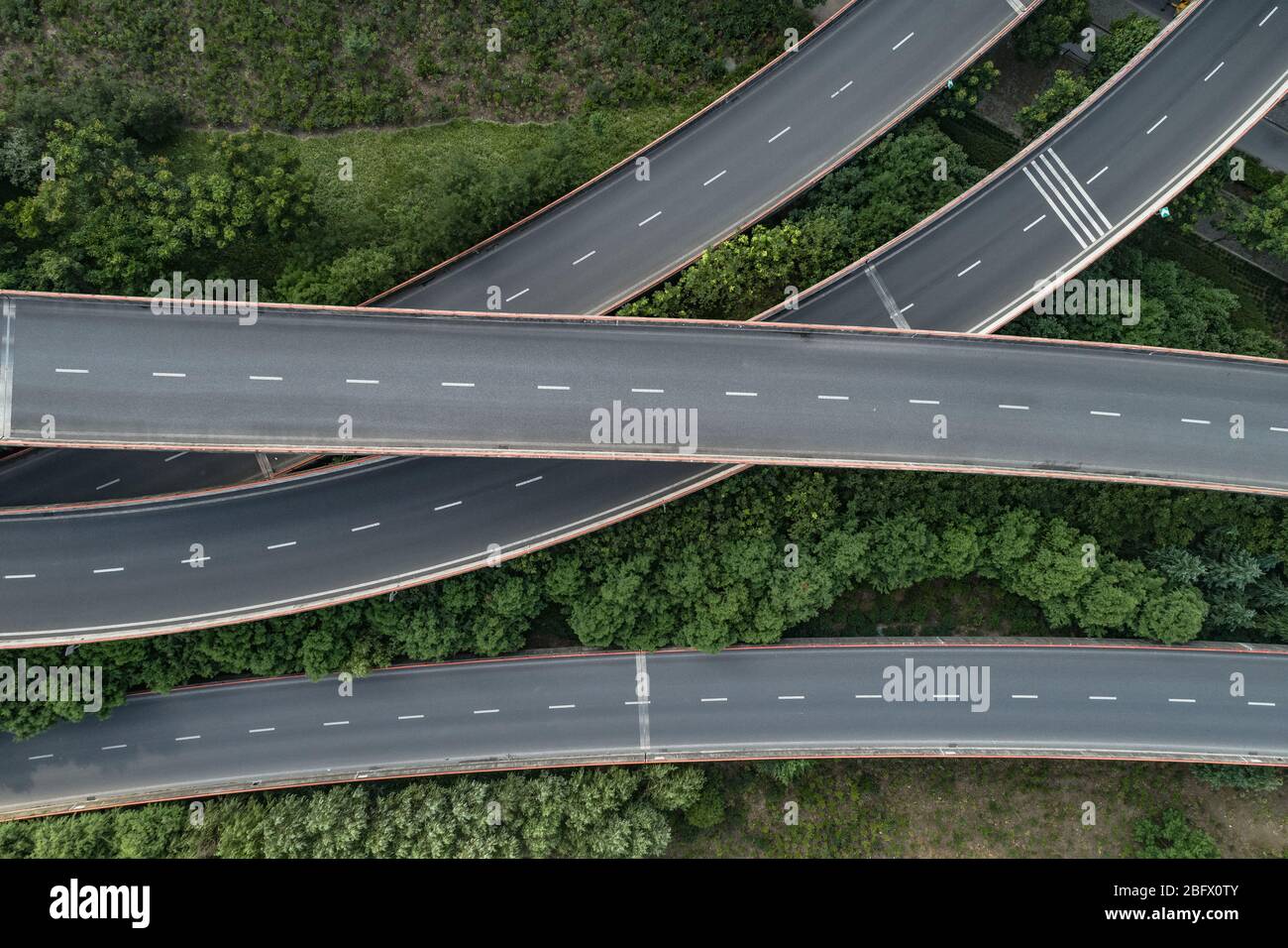 Aerial view of empty highway and overpass Stock Photo - Alamy