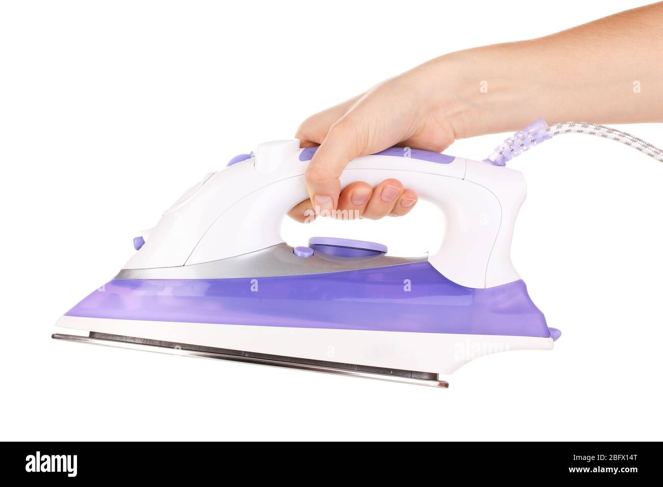 iron in hand isolated on white Stock Photo - Alamy