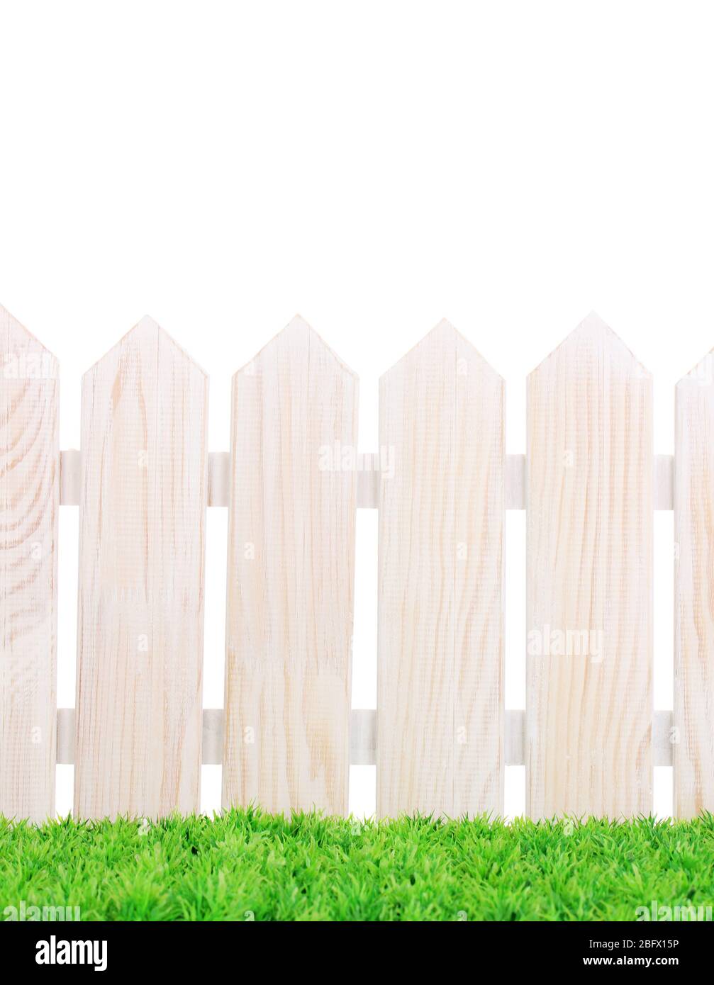 wooden fence and green grass isolated on white Stock Photo - Alamy